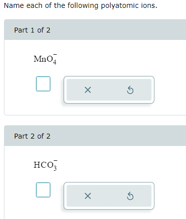 Solved Name each of the following polyatomic ions.Part 1 ﻿of | Chegg.com