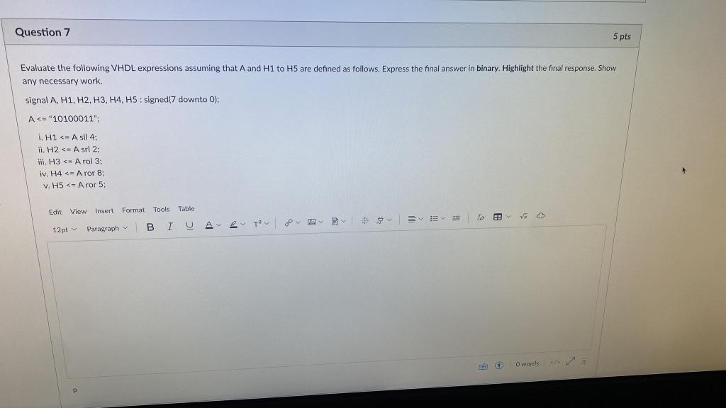 Solved Given the following signal declarations and their | Chegg.com