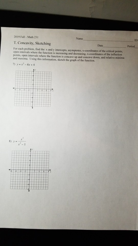 Solved ID Period 2019 Fall - Math 231 Name T. Concavity, | Chegg.com