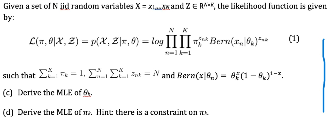 Solved = Given a set of N iid random variables X = | Chegg.com