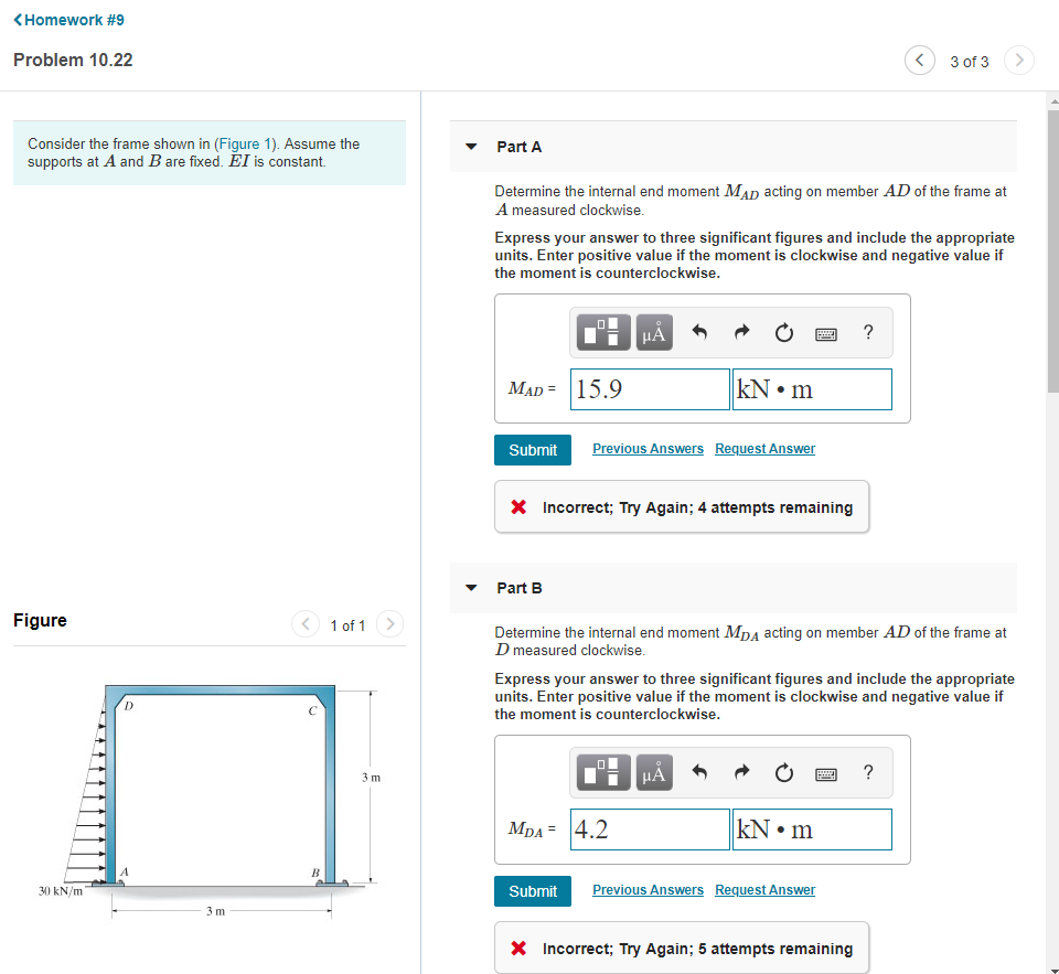 Homework #9 Problem 10.22 3 of 3> Consider the frame | Chegg.com