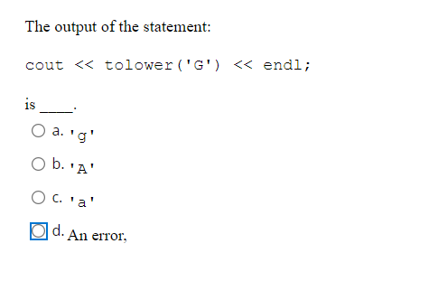 Solved The output of the statement: cout