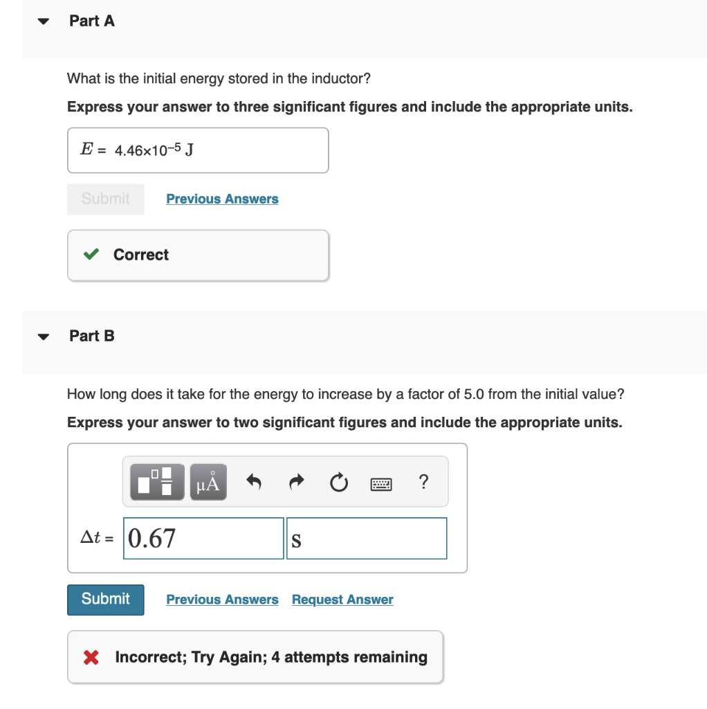 Solved What is the initial energy stored in the inductor? | Chegg.com