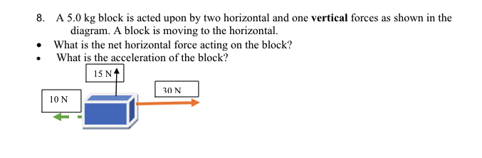 Solved A 5.0kg ﻿block is acted upon by two horizontal and | Chegg.com