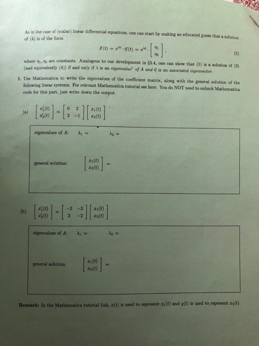 Solved scalar) linear differential equations, one can start | Chegg.com