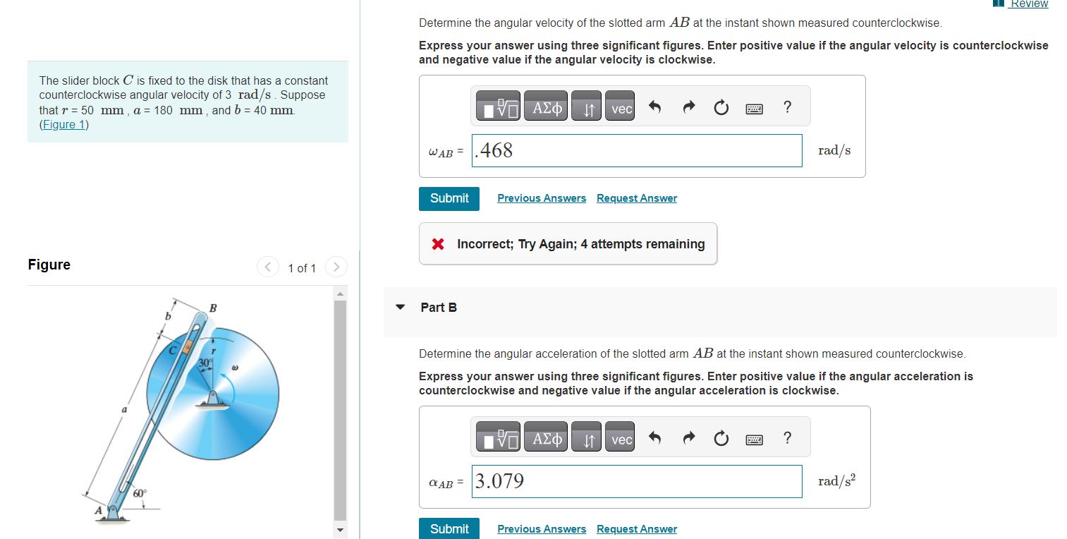 Solved The slider block C is fixed to the disk that has a | Chegg.com