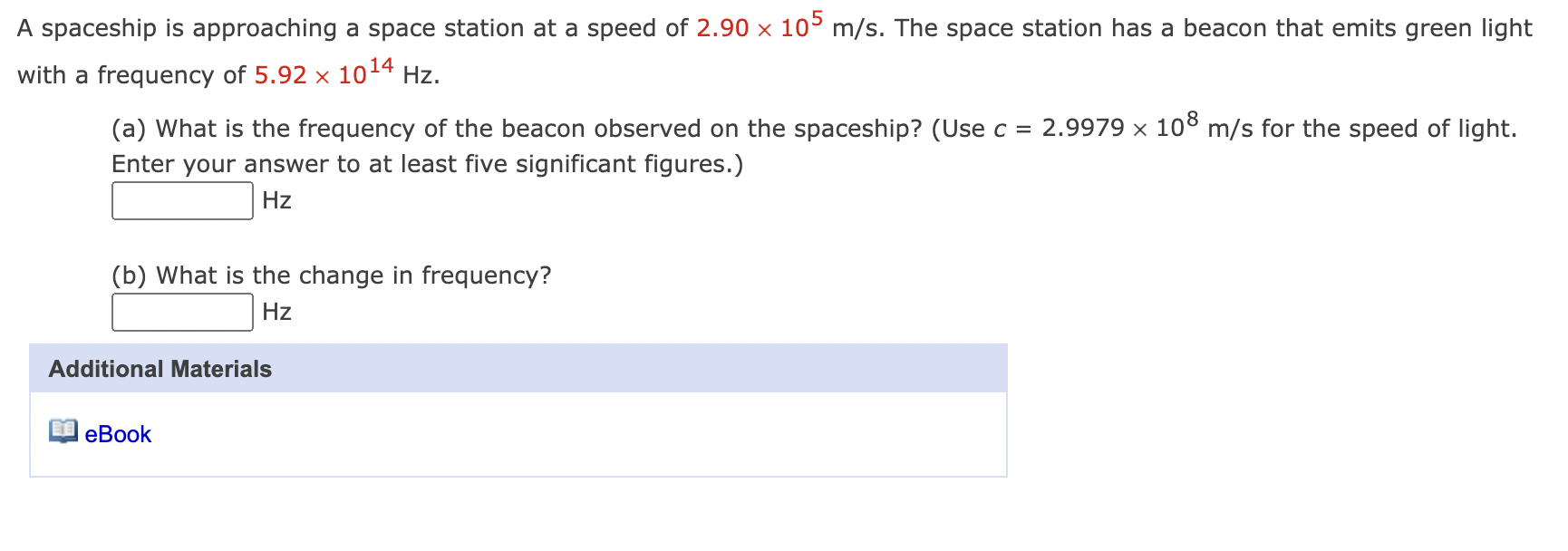 Solved A spaceship is approaching a space station at a speed | Chegg.com