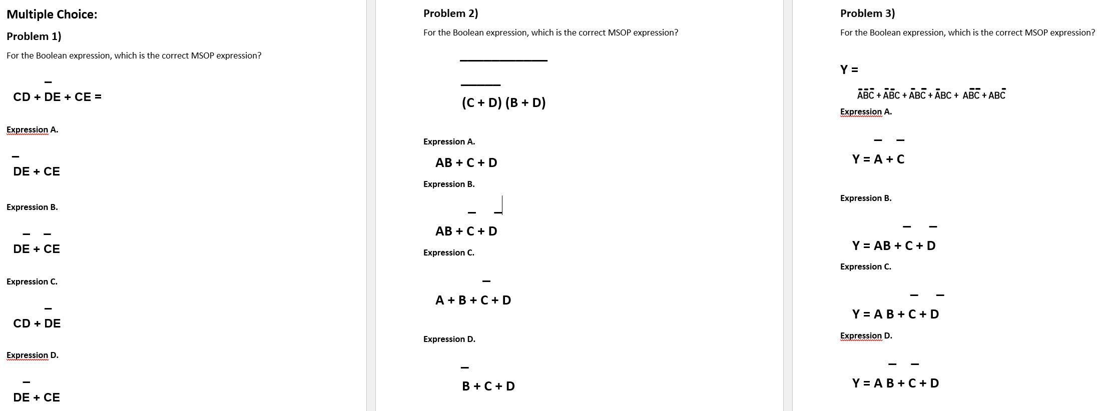 Solved Problem 2) Problem 3) Multiple Choice: Problem 1) For | Chegg.com