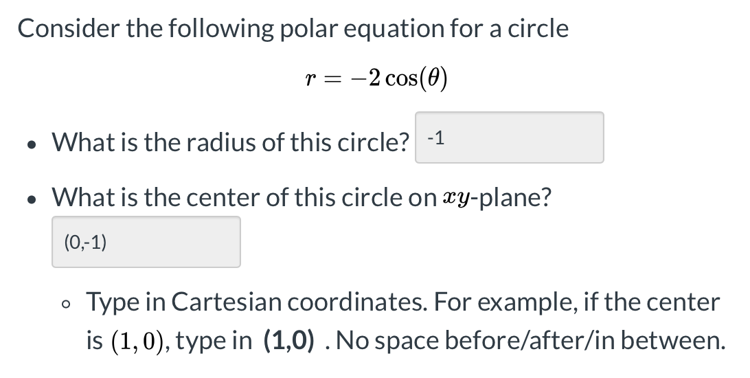 Solved Consider the following polar equation for a circle p= | Chegg.com