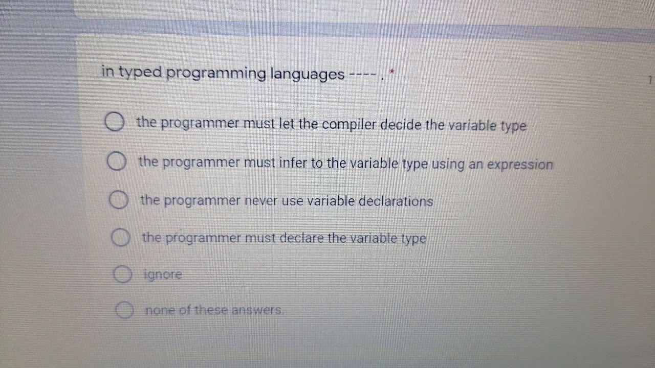 Solved In Typed Programming Languages 1 O The Programmer 1428