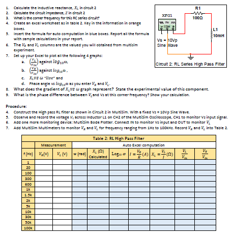 Solved L1 vu 1. Calculate the inductive reactance, Xin | Chegg.com