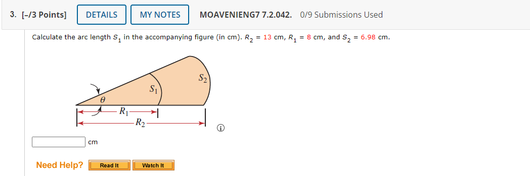 Solved Calculate the arc length S1 in ﻿the accompanying | Chegg.com