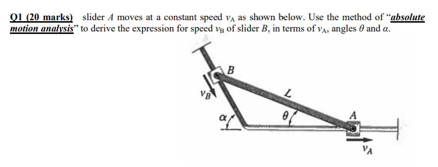 Solved Must use the method of absolute motion | Chegg.com