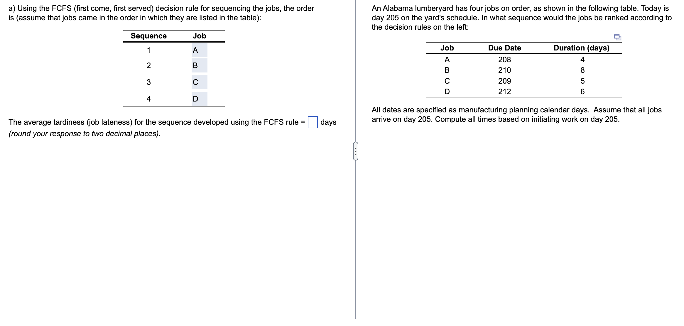 Solved WHAT is The average tardiness (job lateness) for the | Chegg.com