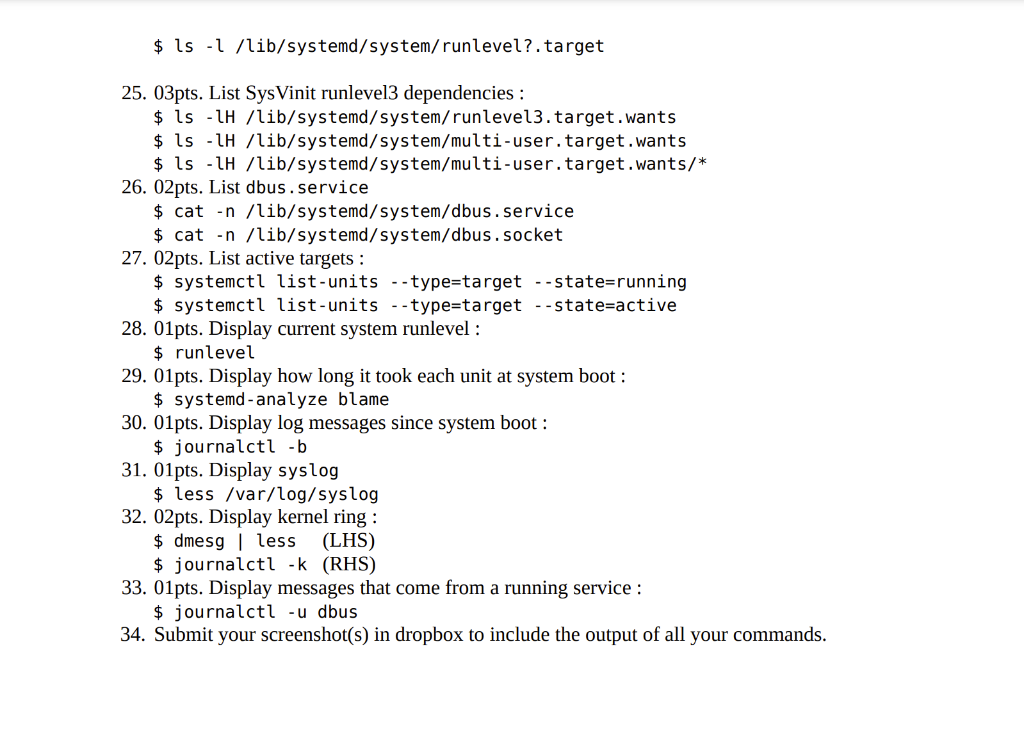 Solved 1. 01pts. Display Process ID of the init process. 2. | Chegg.com