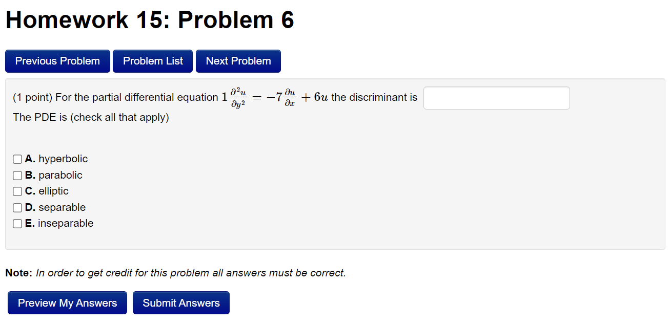 Solved Homework 15 Problem 6 Previous Problem Problem List