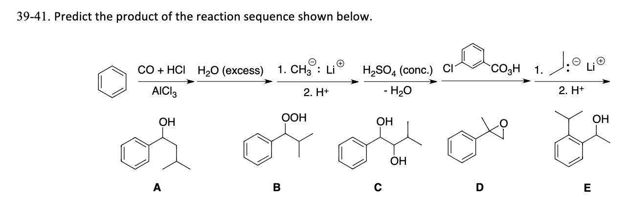 Solved 39-41. Predict the product of the reaction sequence | Chegg.com