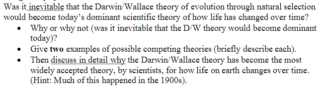 Solved Was it inevitable that the Darwin Wallace theory of | Chegg.com