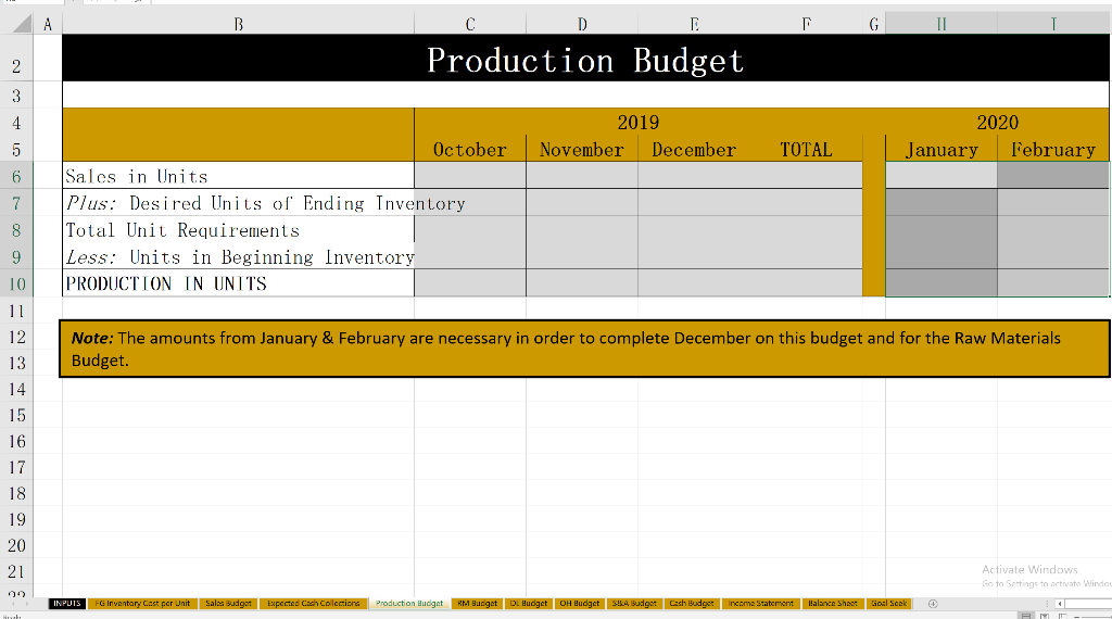Solved Accounting 285 Excel Spreadsheet Project | Chegg.com