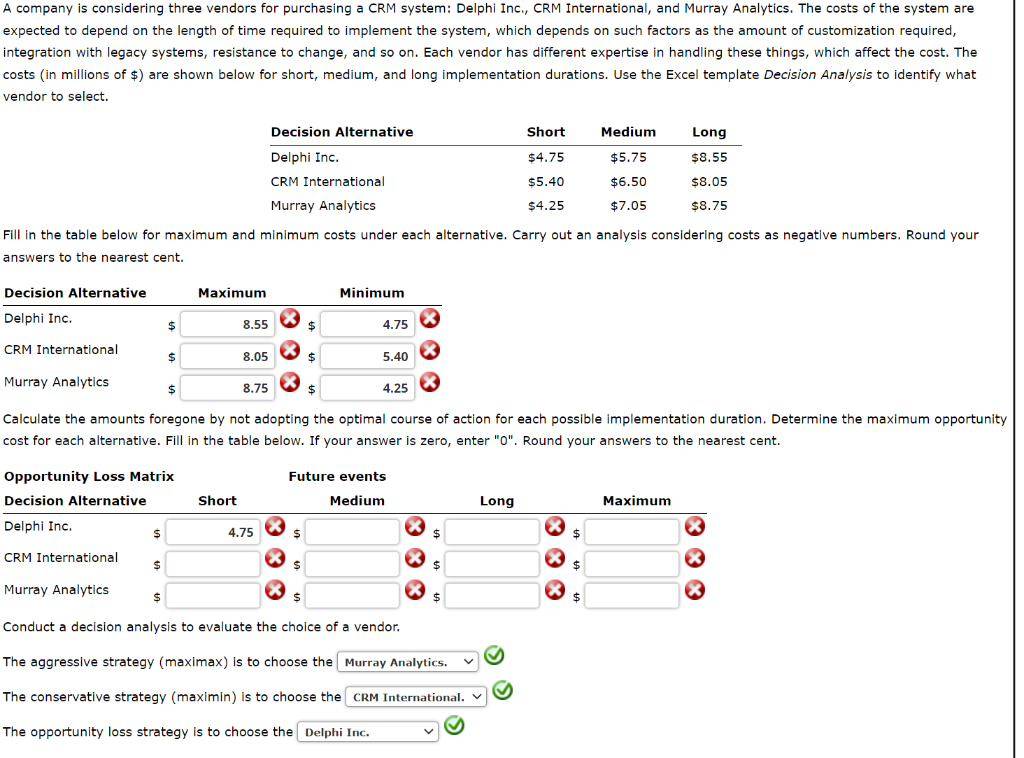 Solved A company is considering three vendors for purchasing | Chegg.com