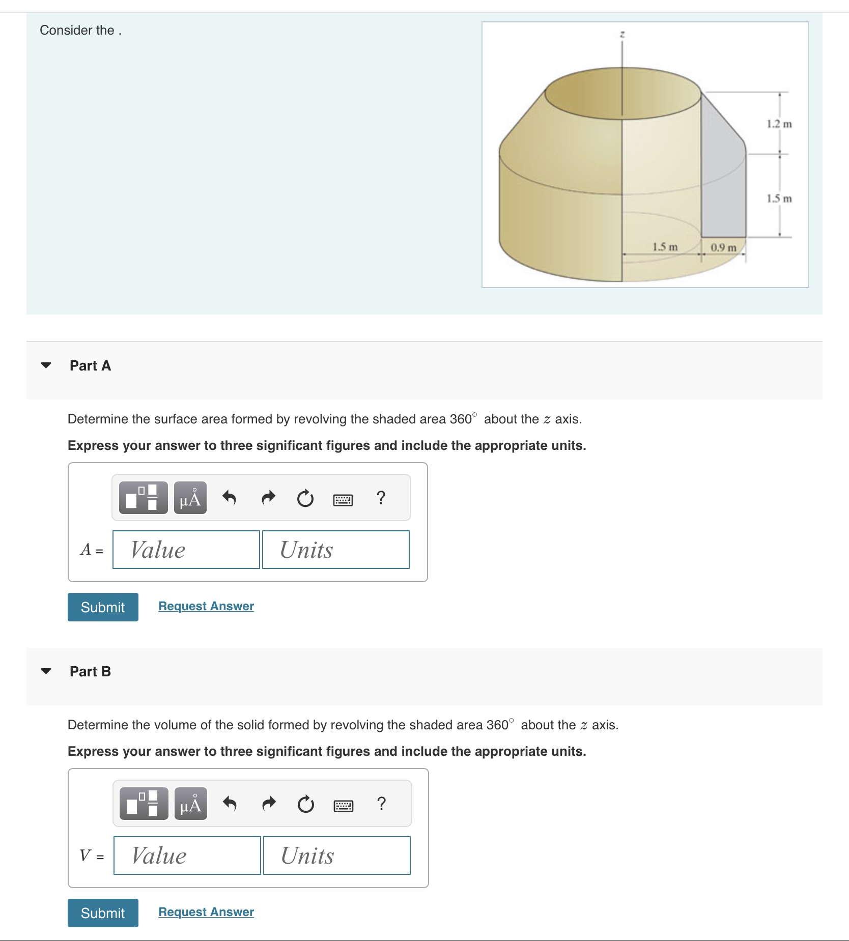 Solved Consider the . Part A Determine the surface area | Chegg.com