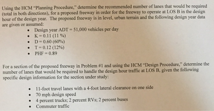 Solved Using The Hcm Planning Procedure Determine The 