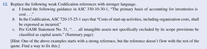 Solved Replace the following weak Codification references | Chegg.com