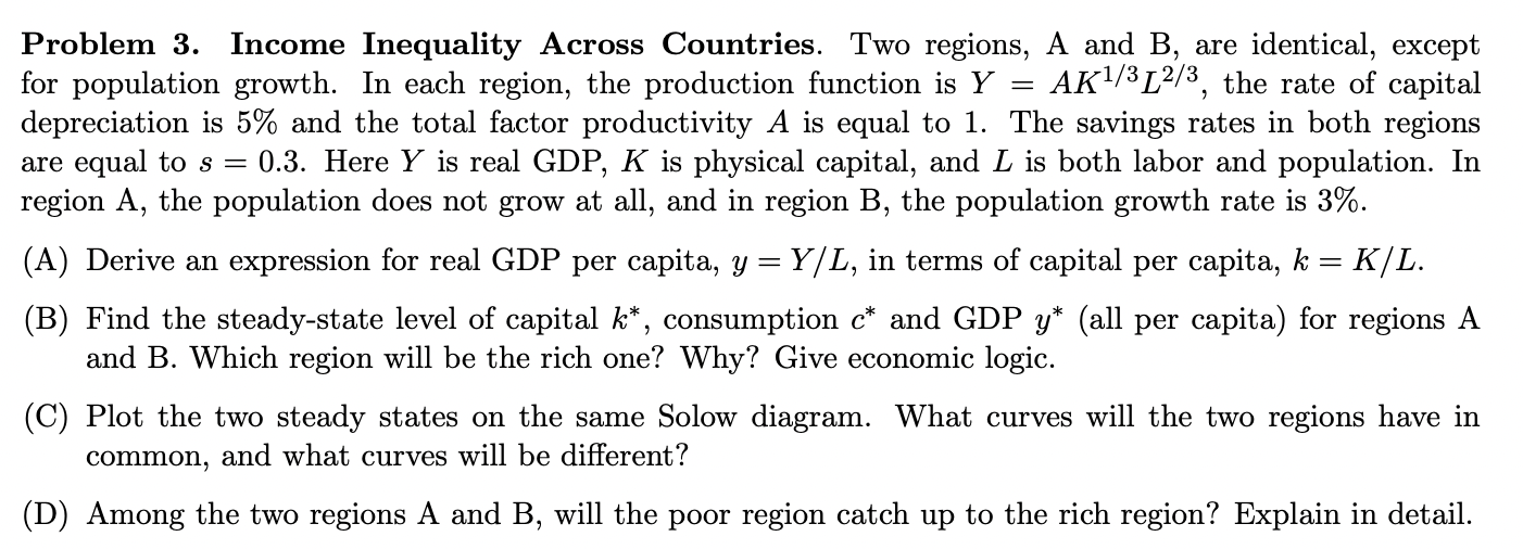 Solved 7 = Problem 3. Income Inequality Across Countries. | Chegg.com