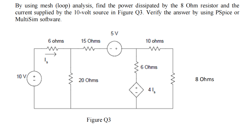 Solved By using mesh (loop) analysis, find the power | Chegg.com