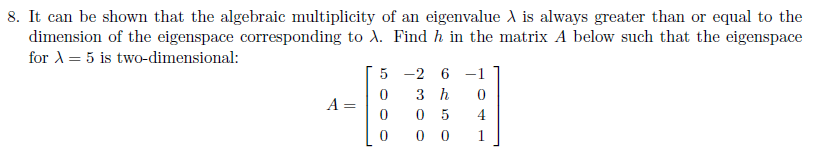 Solved It can be shown that the algebraic multiplicity of an | Chegg.com
