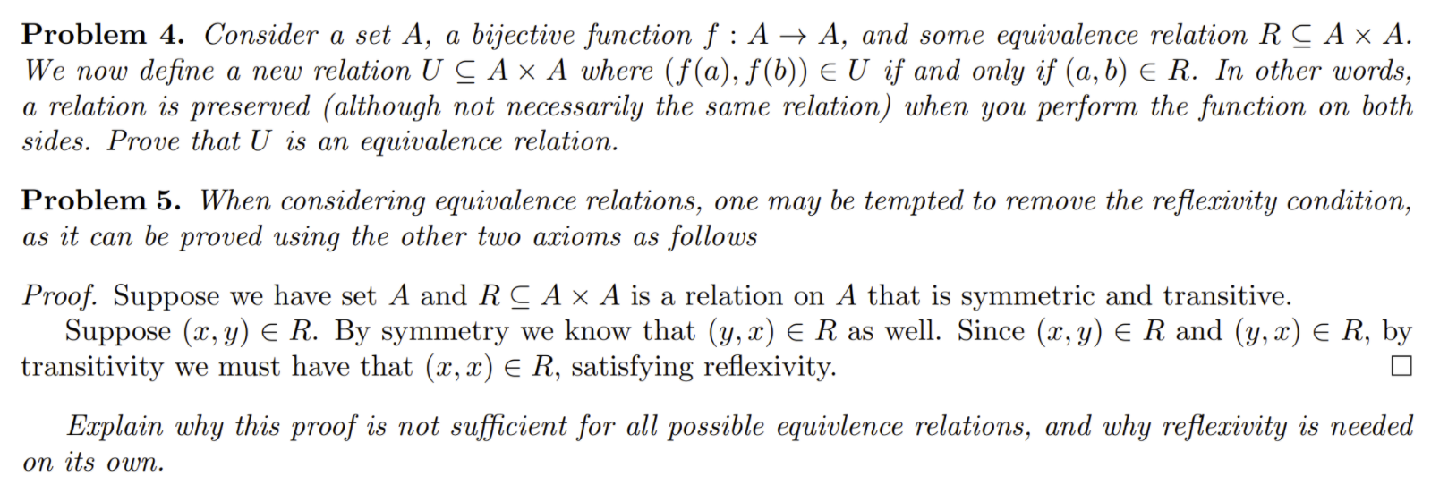 Solved Problem 4. Consider a set A, a bijective function f : | Chegg.com