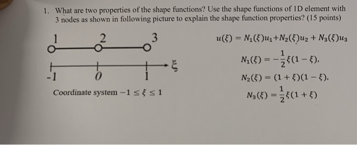 What are two properties of the shape functions? Use | Chegg.com