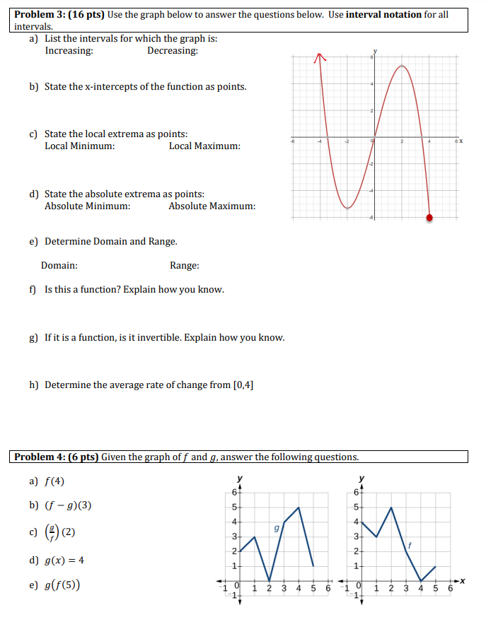Solved Problem 3: (16 pts) Use the graph below to answer the | Chegg.com