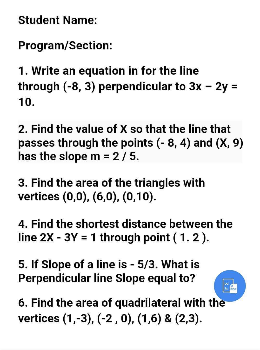 Solved 1. Write an equation in for the line through (−8,3) | Chegg.com