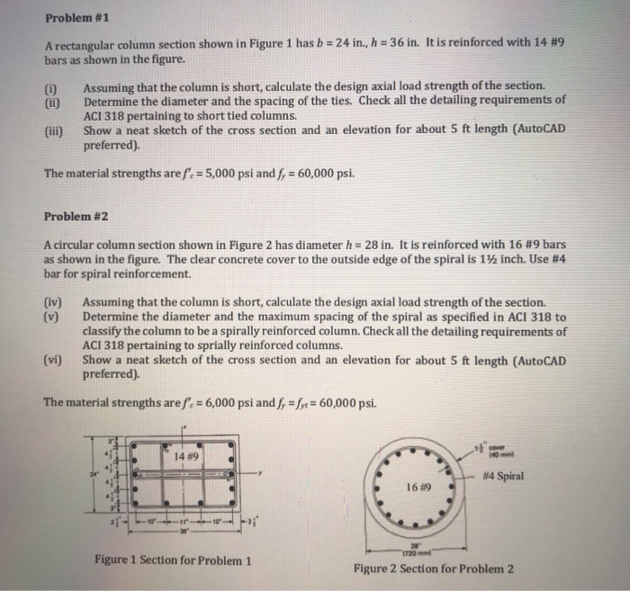 Solved Problem #1 A rectangular column section shown in | Chegg.com