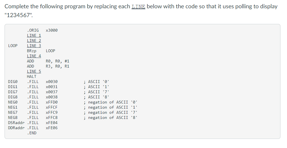 Solved Complete the following program by replacing each LINE | Chegg.com