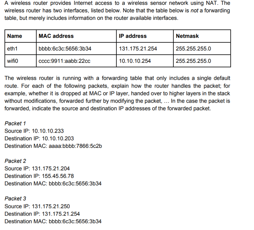 Solved A wireless router provides Internet access to a | Chegg.com