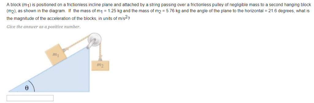 Solved A block (m1) is positioned on a frictionless incline | Chegg.com
