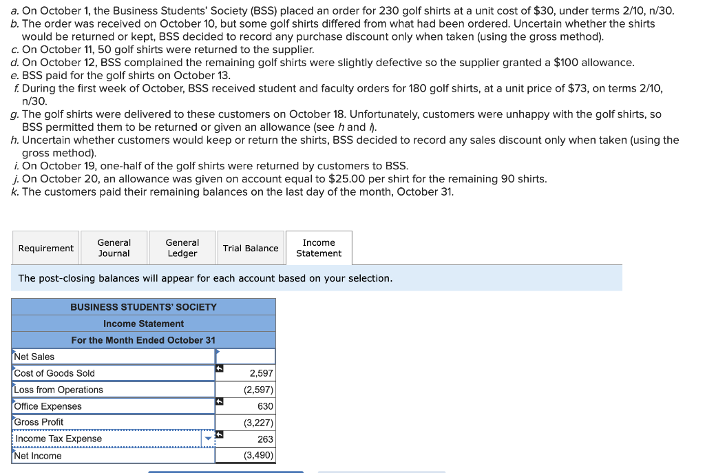 Solved a. On October 1, the Business Students' Society (BSS) | Chegg.com