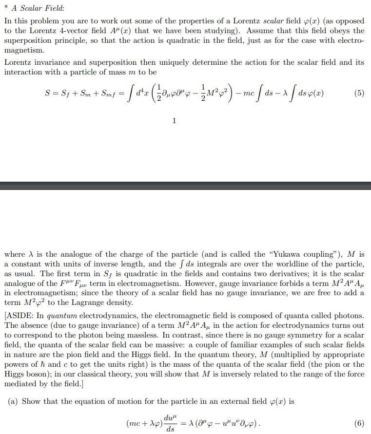 * A Scalar Field: In this problem you are to work out | Chegg.com