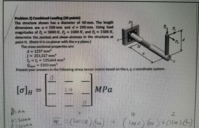 Solved Problem 2) Combined Loading (30 points) The structure | Chegg.com