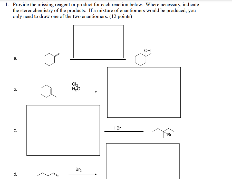 Solved Provide the missing reagent or product for each | Chegg.com