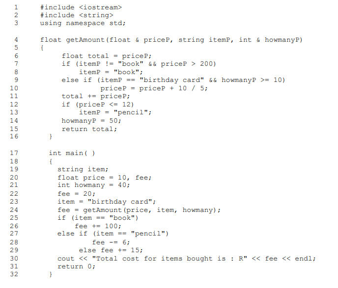 Solved 1 2 3 #include #include using namespace std; float | Chegg.com