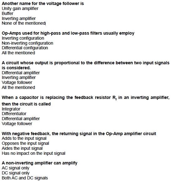 Solved Another name for the voltage follower is Unity gain | Chegg.com