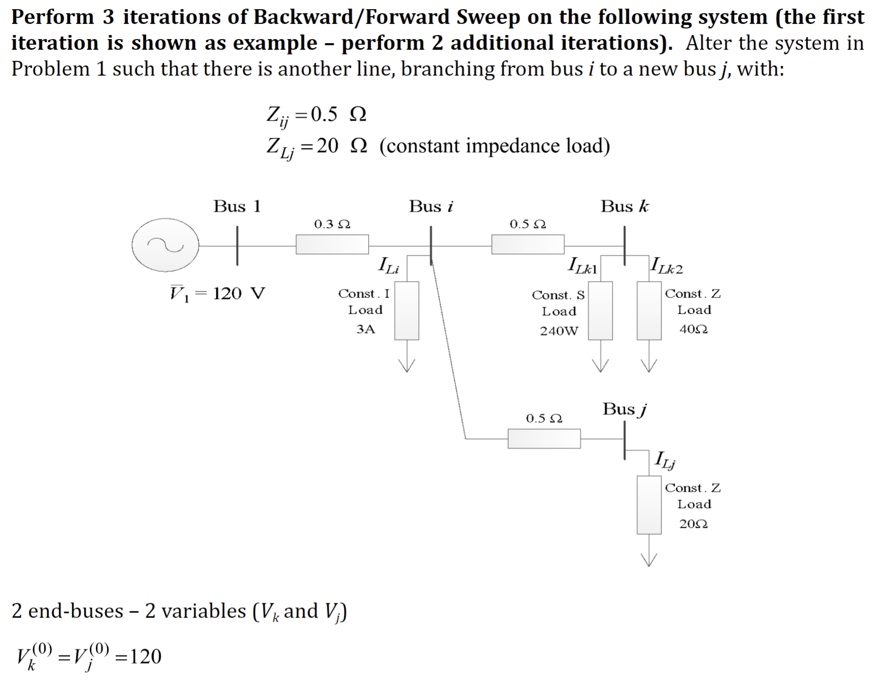 Solved Perform 3 ﻿iterations of Backward/Forward Sweep on | Chegg.com