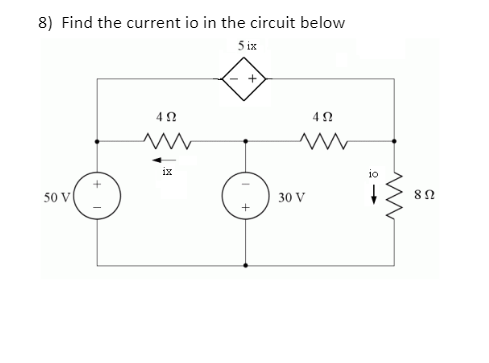 Solved 8) Find the current io in the circuit below | Chegg.com