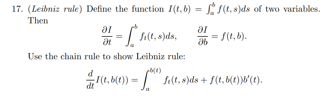 Solved (Leibniz rule) ﻿Define the function | Chegg.com