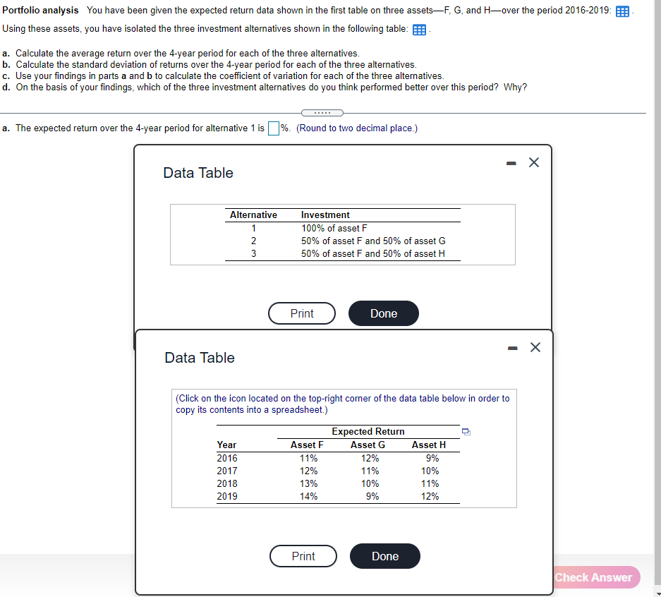 Solved Portfolio analysis You have been given the expected | Chegg.com