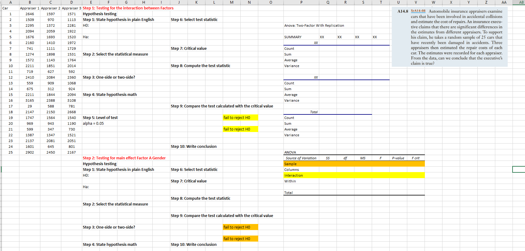 A14.8 X rA14-08 Automobile insurance appraisers | Chegg.com