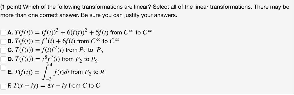 Solved (1 point) Which of the following transformations are | Chegg.com